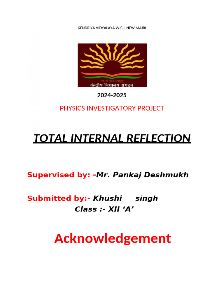 Total International Reflection | PDF | Refraction | Reflection (Physics)