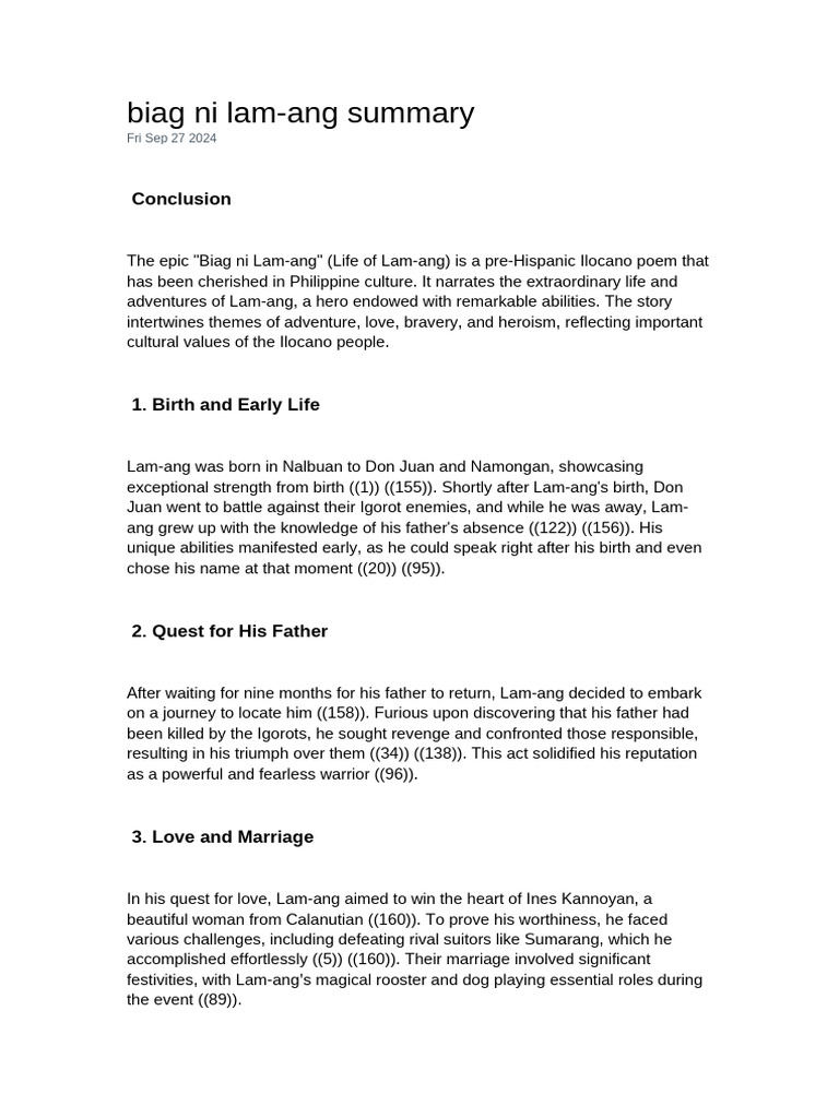 Biag ni Lam-ang summary | PDF