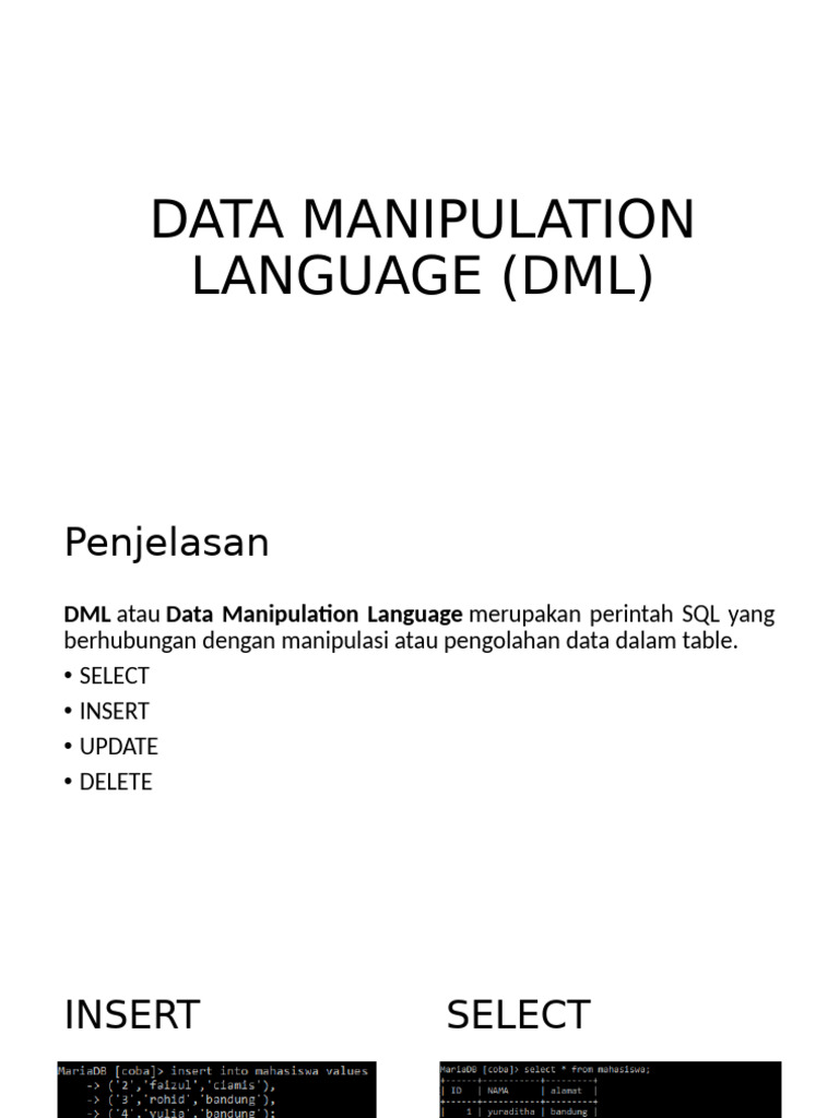 Data Manipulation Language (DML) | PDF