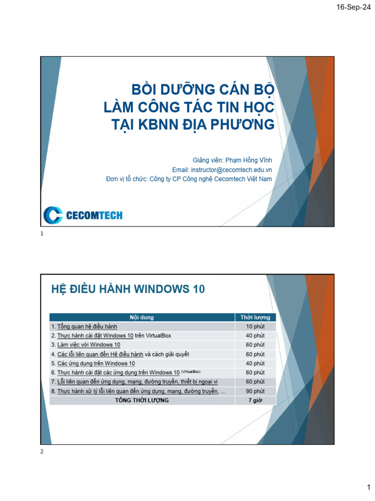 Day01.2 Cecomtech - KBNN Hệ điều hành Windows 10 | PDF