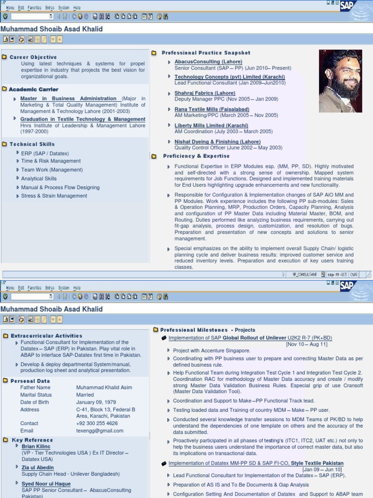 Muhammad Shoaib Asad Khalid SAP PP | PDF