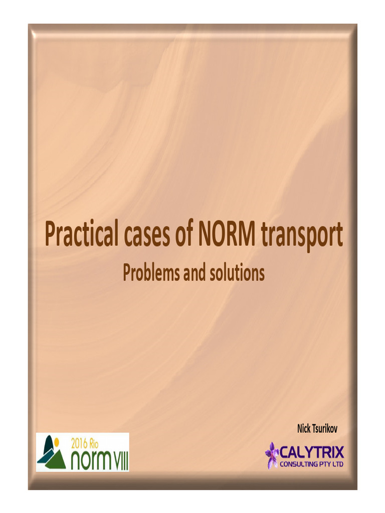 Tsurikov NORM Transport Problems and Solutions | PDF | Radioactive ...