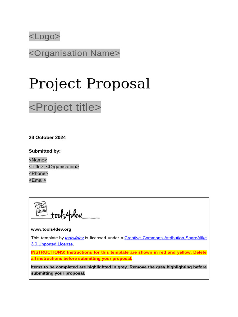 Project-Proposal-Template | PDF | Non Governmental Organization | Risk