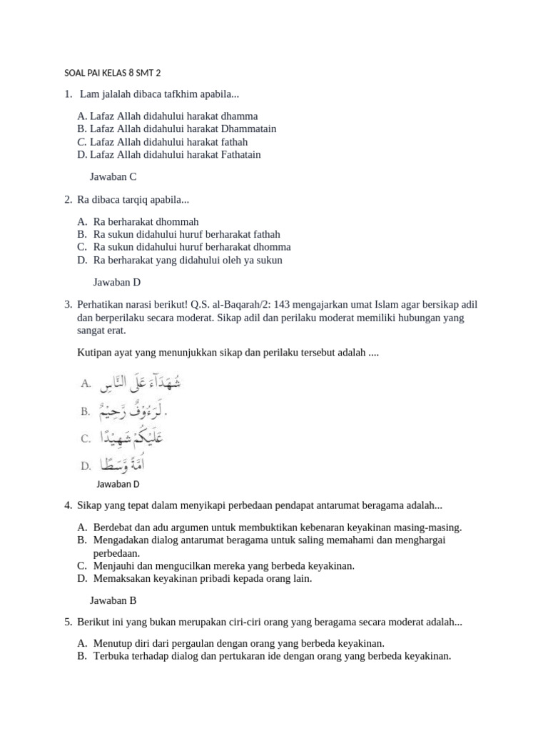 Soal Pai Kelas 8 SMT 2.. | PDF