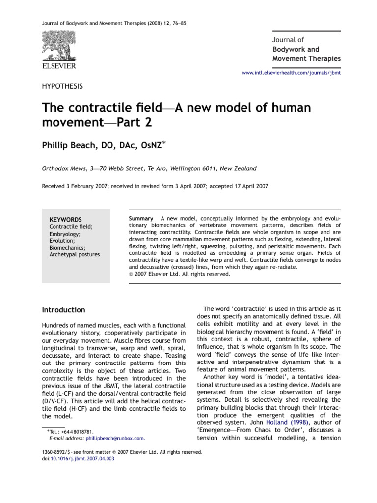 Beach, Phillip - The Contractile Field - A New Model of Human Movement ...