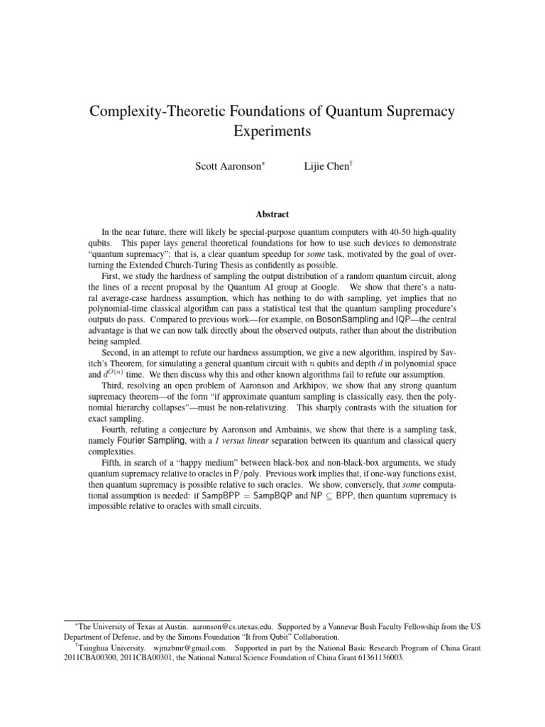 Aaronson 2016 | PDF | Quantum Computing | Computational Complexity Theory