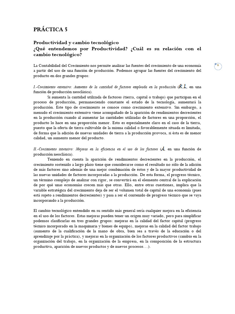 Practica 5 Enunciado Hist | PDF | Función de producción | Sector secundario de la economía