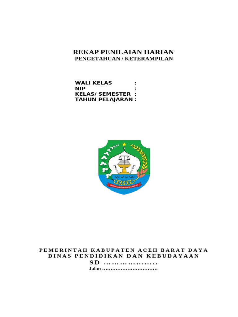 Cover Rekap Penilaian Harian | PDF
