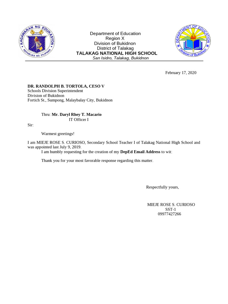 INTENT - DEPED Email | PDF