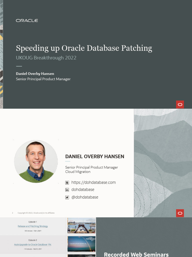Speeding Up Oracle Database Patching Pdf Databases Oracle Corporation