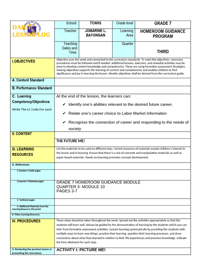 DLP in G7 HG Q3 Module 10 J. Bayongan | PDF | Learning | Teachers