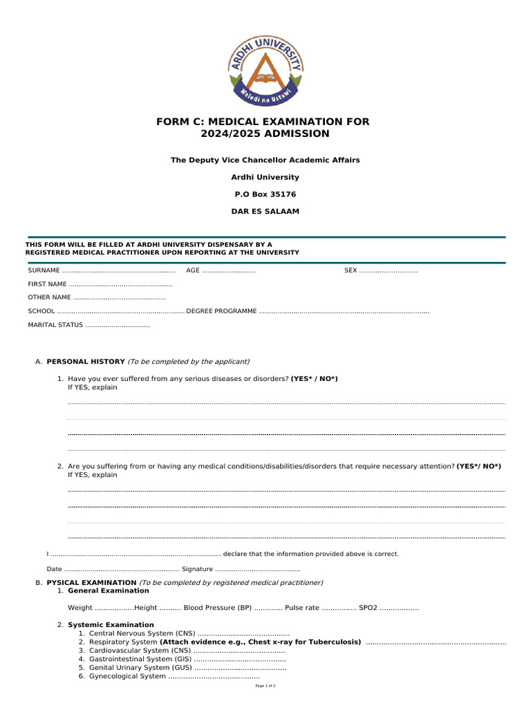 Medical Forms | PDF | Physical Examination | Clinical Medicine