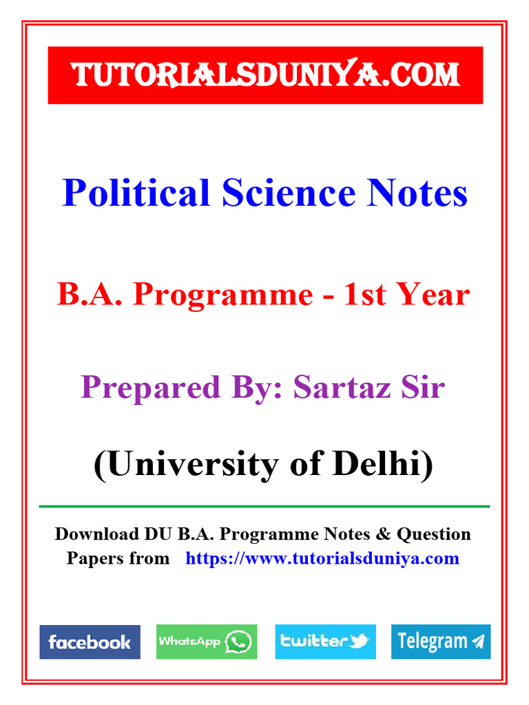BA 1st Year Political Science Notes | PDF