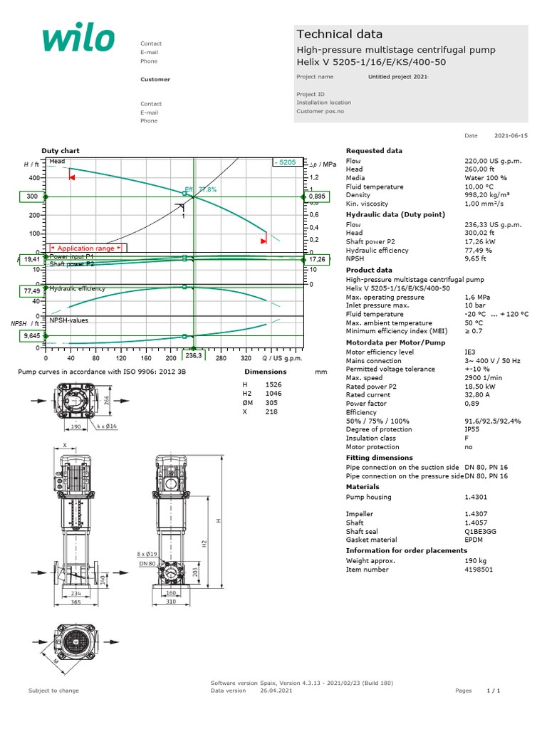 Helix V 5205-1/16/E Pump Data | PDF | Pump | Continuum Mechanics