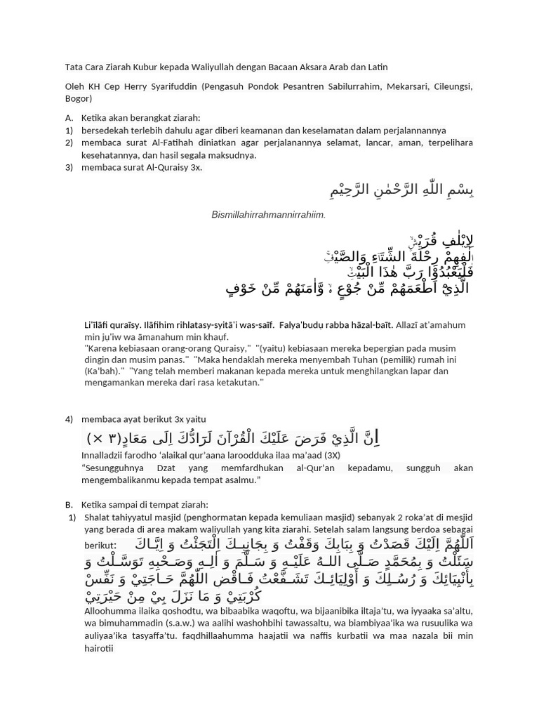 Tata Cara Ziarah Kubur Kepada Waliyullah Dengan Bacaan Aksara Arab Dan ...