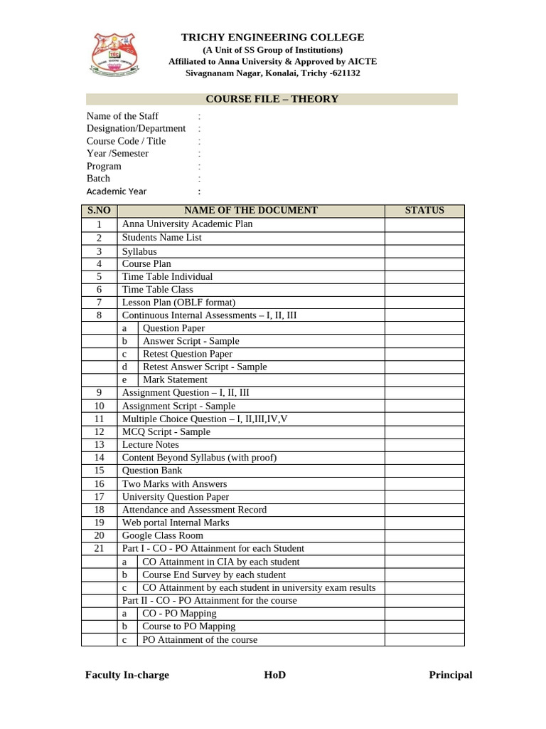 TEC Syllabus and Course Documentation | PDF