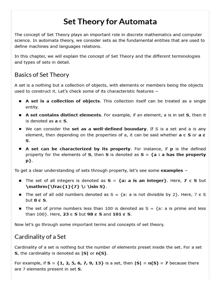 Automata Theory Tutorial-5 | PDF | Set (Mathematics) | Mathematical Concepts
