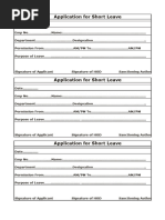 Short Leave Form Template | PDF | Finance & Money Management