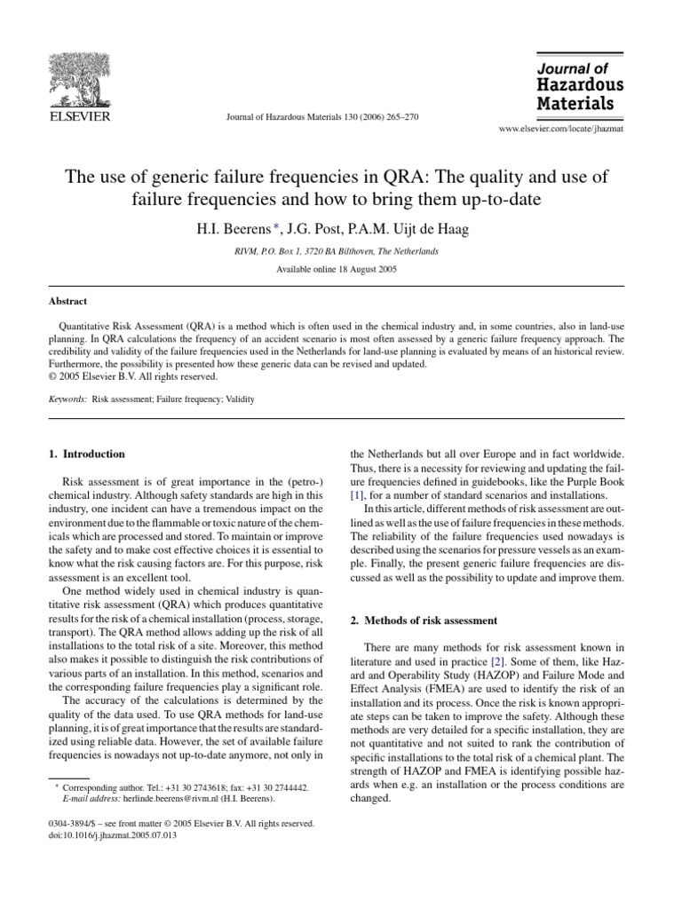 2006 - Beerens - The Use of Generic Failure Frequencies in QRA-The ...