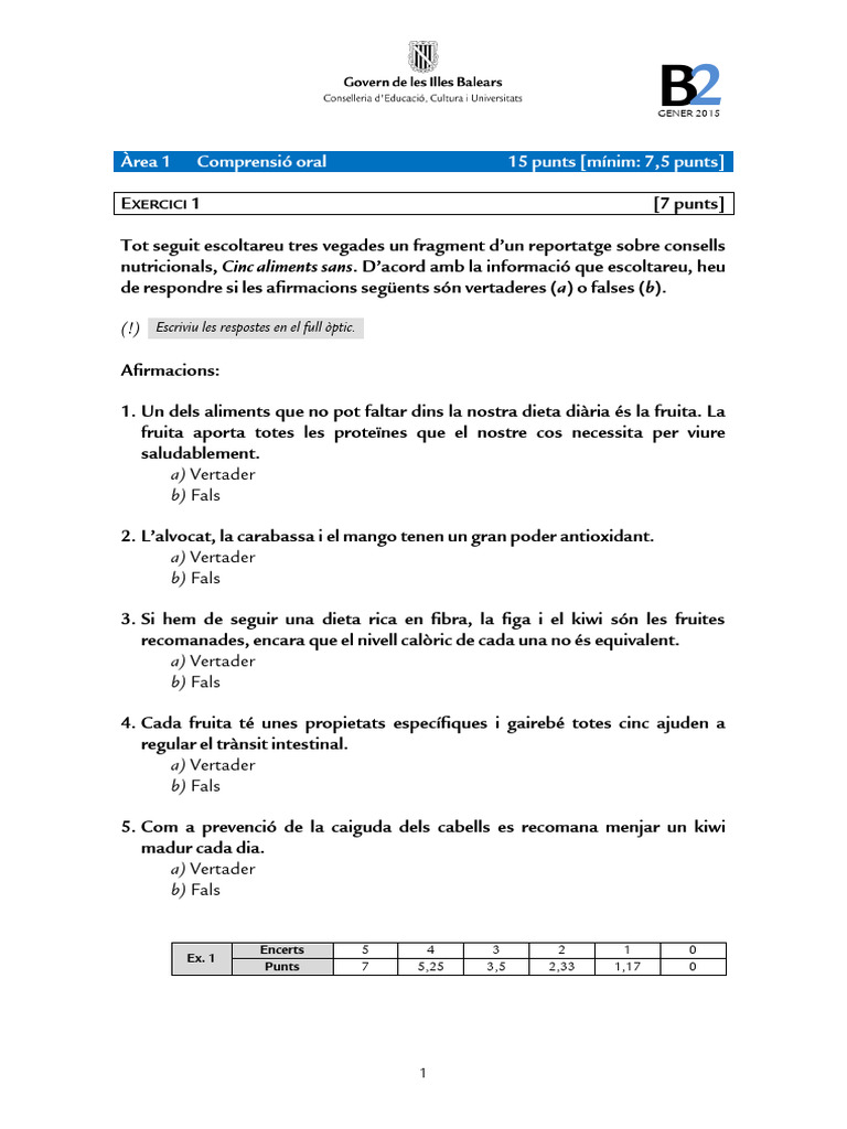 gener 2015-B2-prova i solucionari | PDF