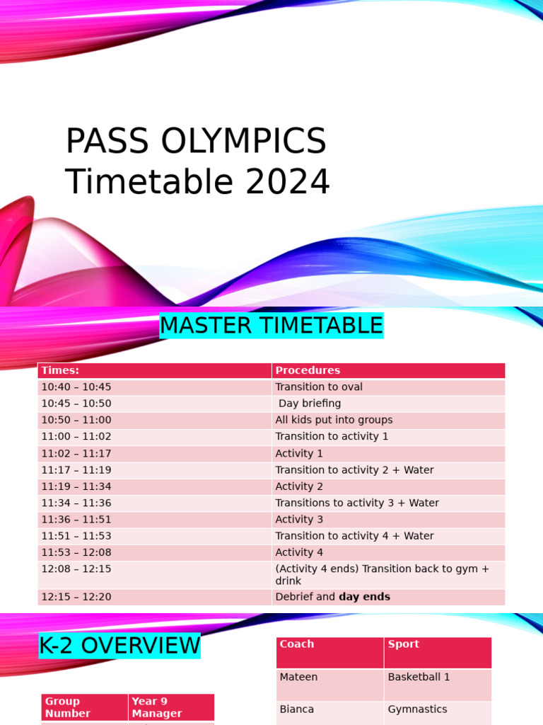Pass 2024 Timetable | PDF | Sports Equipment | Summer Olympic Sports