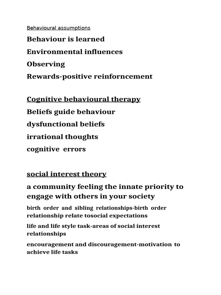 Behavioural Assumptions in Psychology | PDF