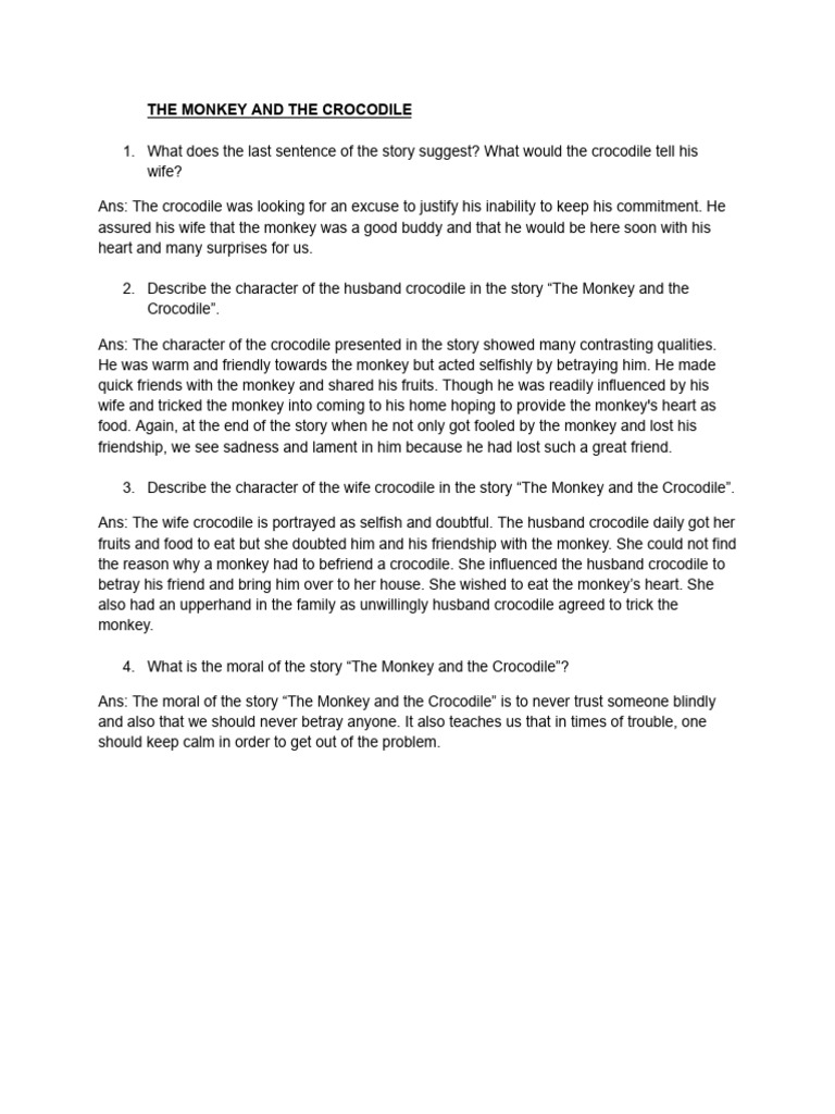 The Monkey & The Crocodile | PDF