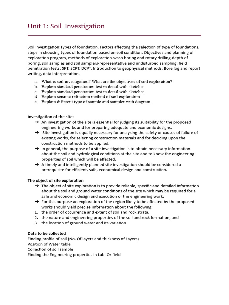 Soil Investigation Methods and Techniques | PDF | Electrical ...