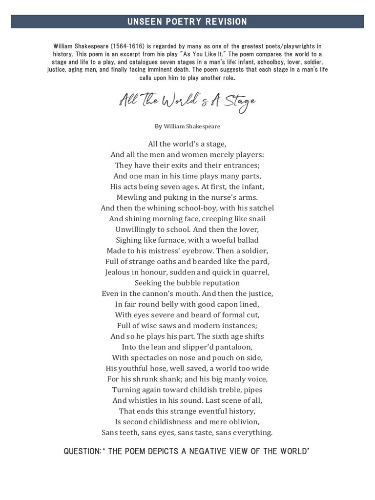 Unseen Poetry Practice | PDF | Poetry | W. B. Yeats