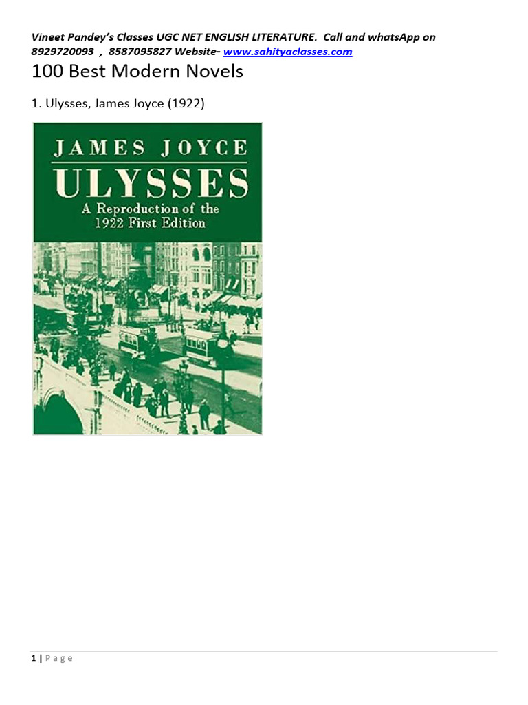 100 best modern novels (1) | PDF | Ulysses (Novel)