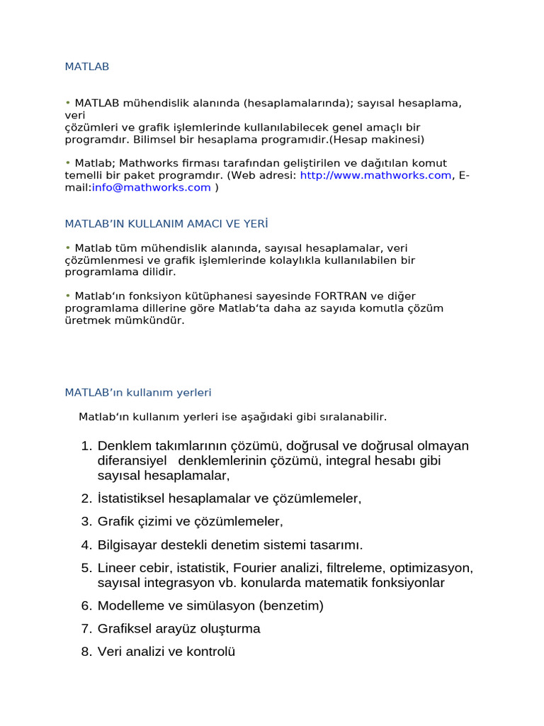 MATLAB Ders Giriş | PDF