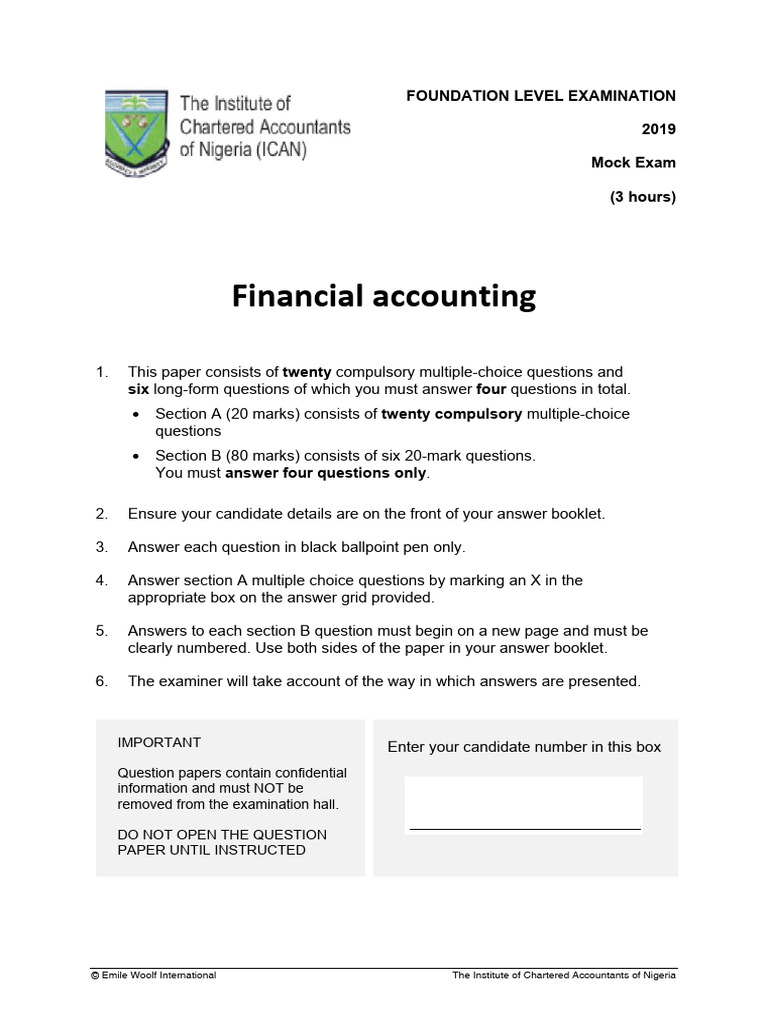 Ican A3 Fa Mock Qs 2019 v2 | PDF | Expense | Debits And Credits