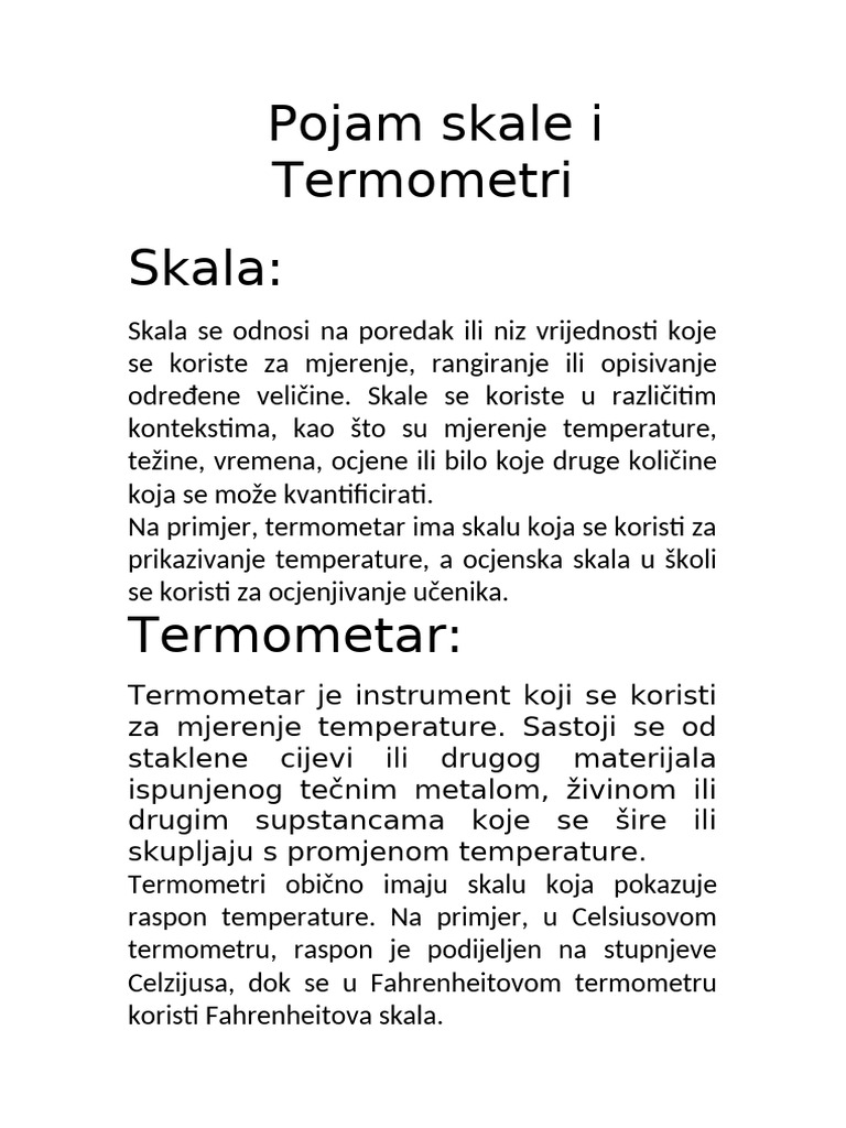 Pojam Skale I Termometri Tema BR 2 | PDF
