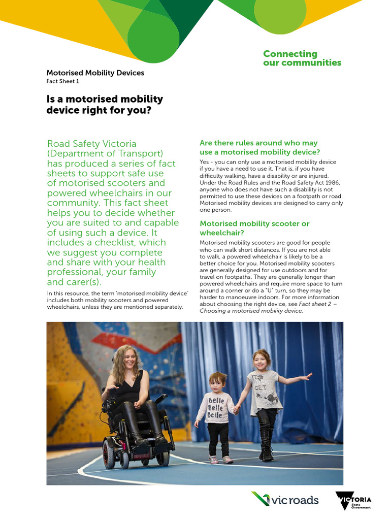 Motorised Mobility Devices Fact Sheet 1 Is A Motorised Mobility Device ...
