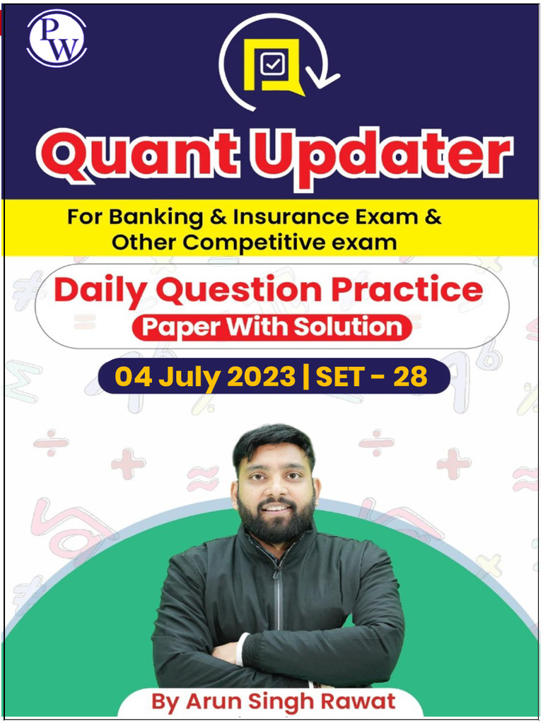 Practice Set - 28 - Quant Updater - (Eng.&Hindi) - Maths Arun Sing ...