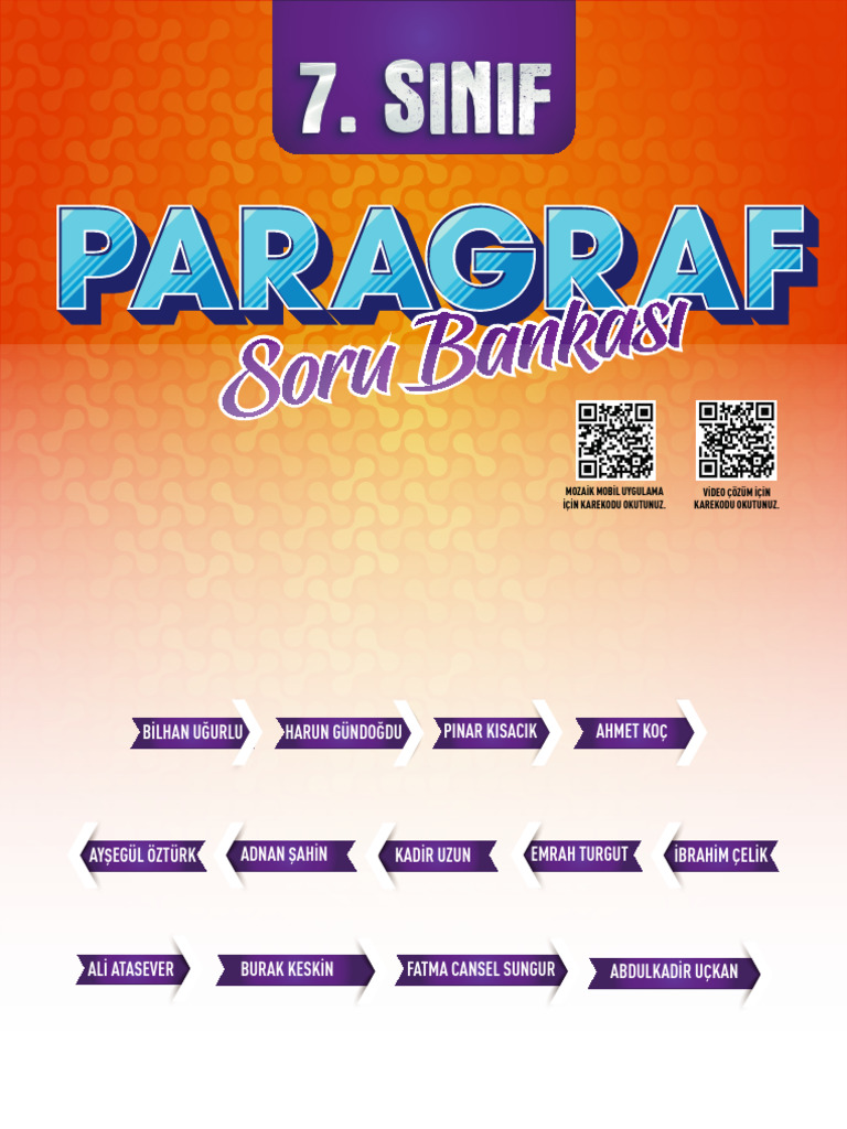 7.sınıf Paragraf Soru Bankası - MOZAİK - Ornek | PDF