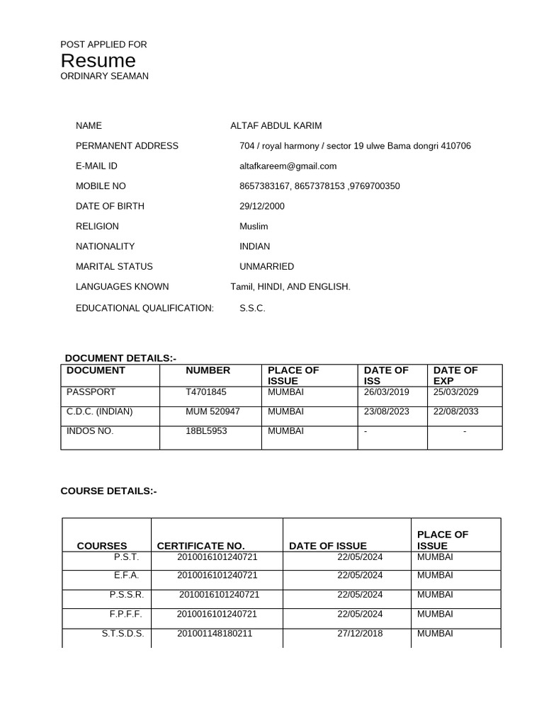Altaf Resume New | PDF