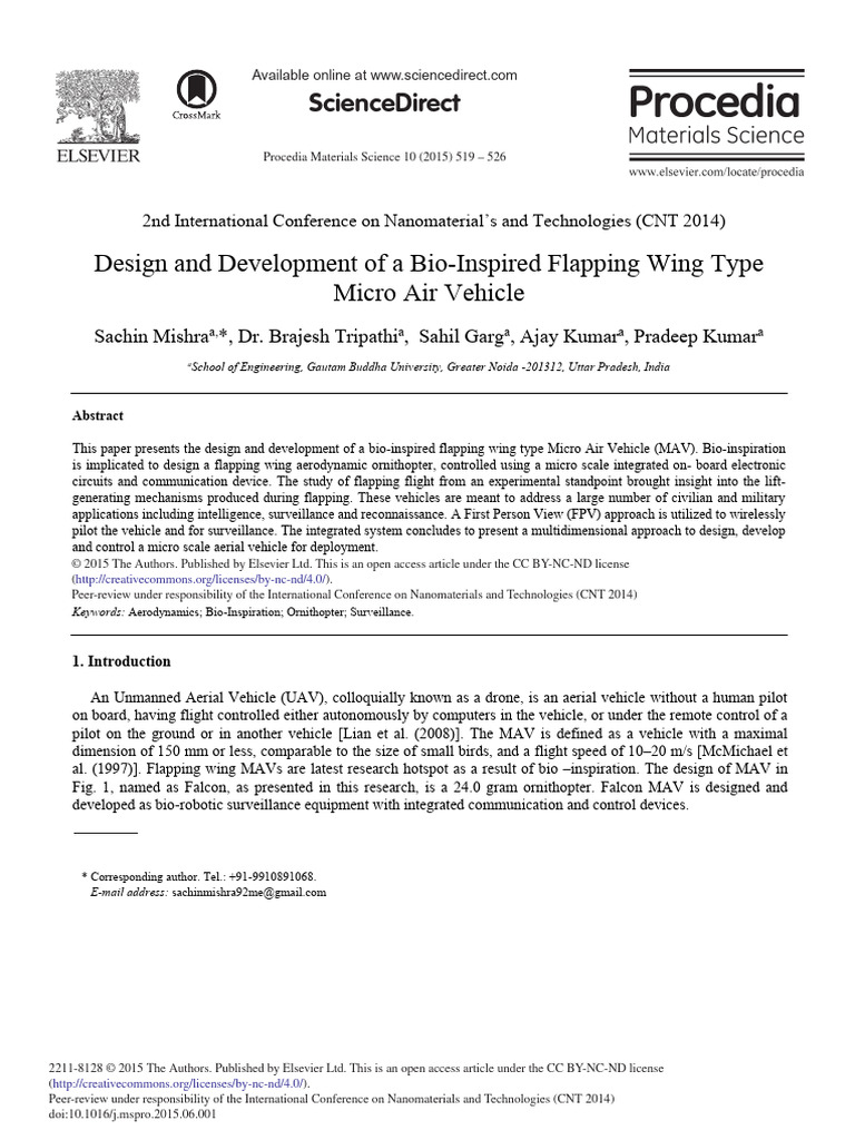 2015 Design and Development of A Bio-Inspired Flapping Wing Type Micro ...