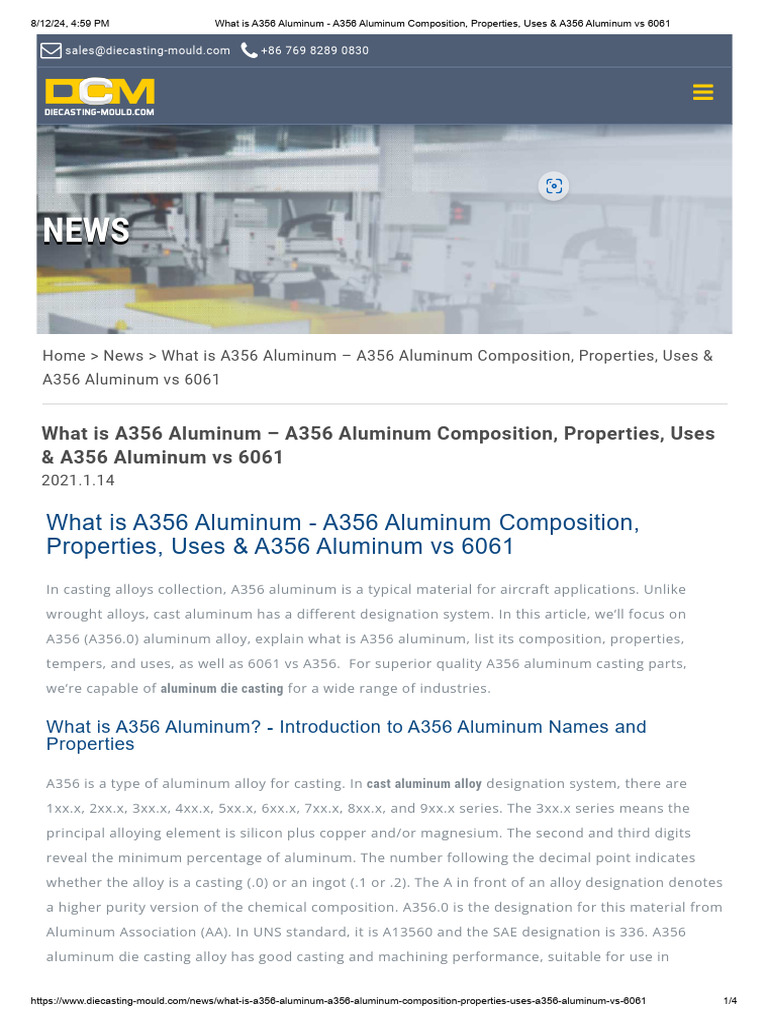 What Is A356 Aluminum - A356 Aluminum Composition, Properties, Uses & A356 Aluminum Vs 6061 ...