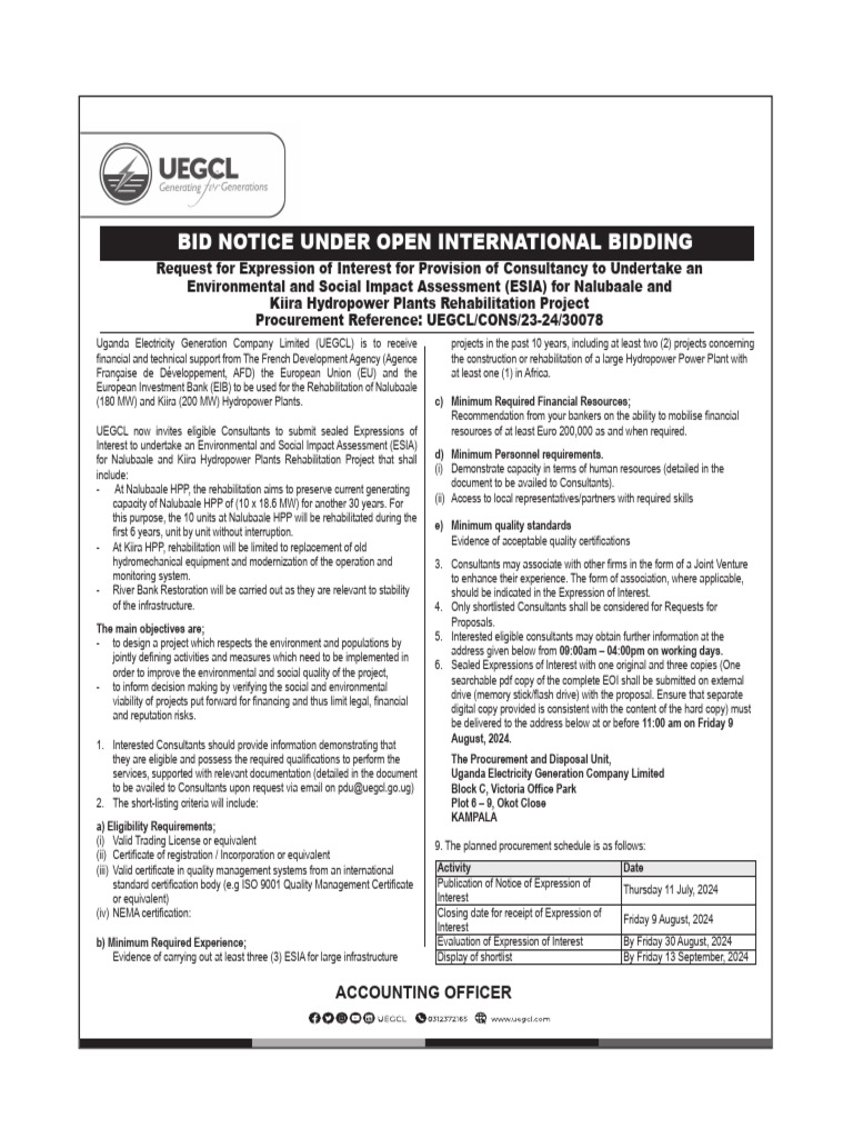 Bid Notice Under Open International Bidding: Accounting Officer | PDF ...
