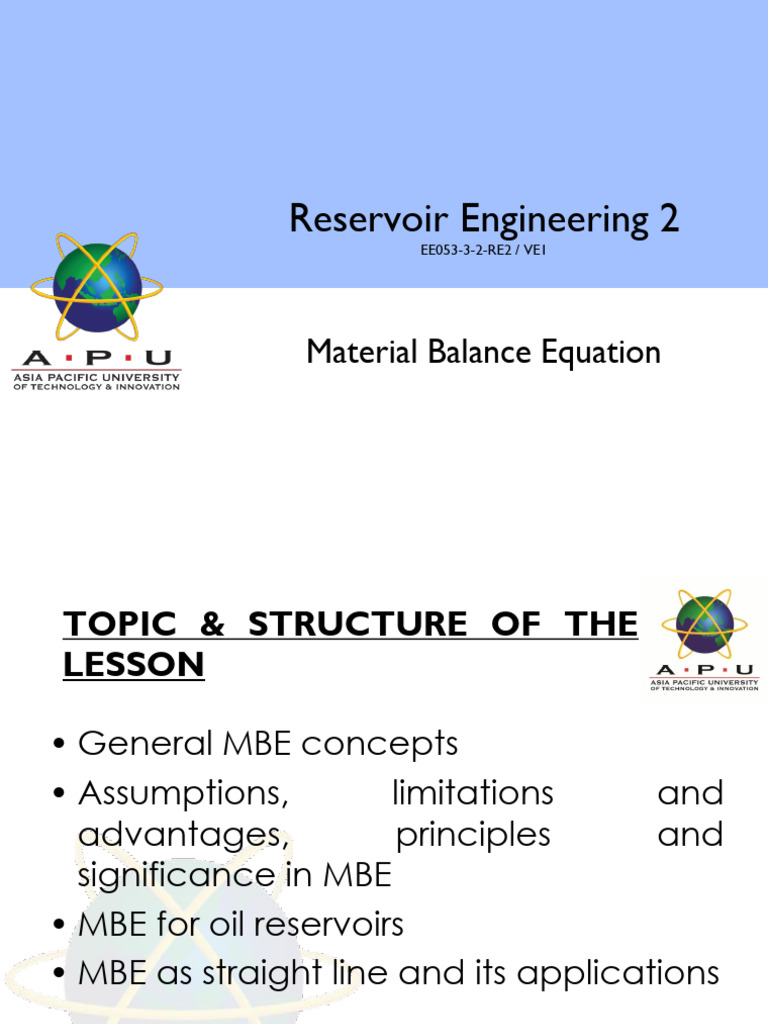 Chapter 4.1 - Material Balance Equation (MBE) | PDF | Petroleum ...