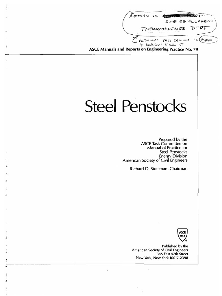 Asce Manual & Reports On Engineering Practice No. 79-Steel Penstocks | PDF