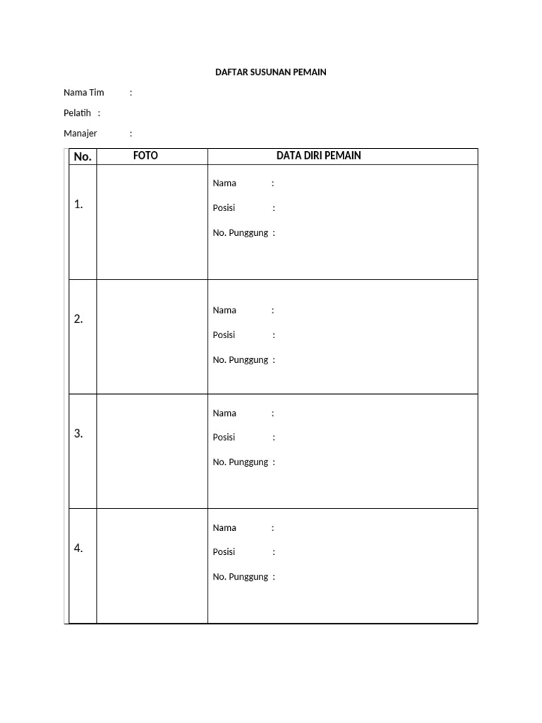 Daftar Susunan Pemain | PDF