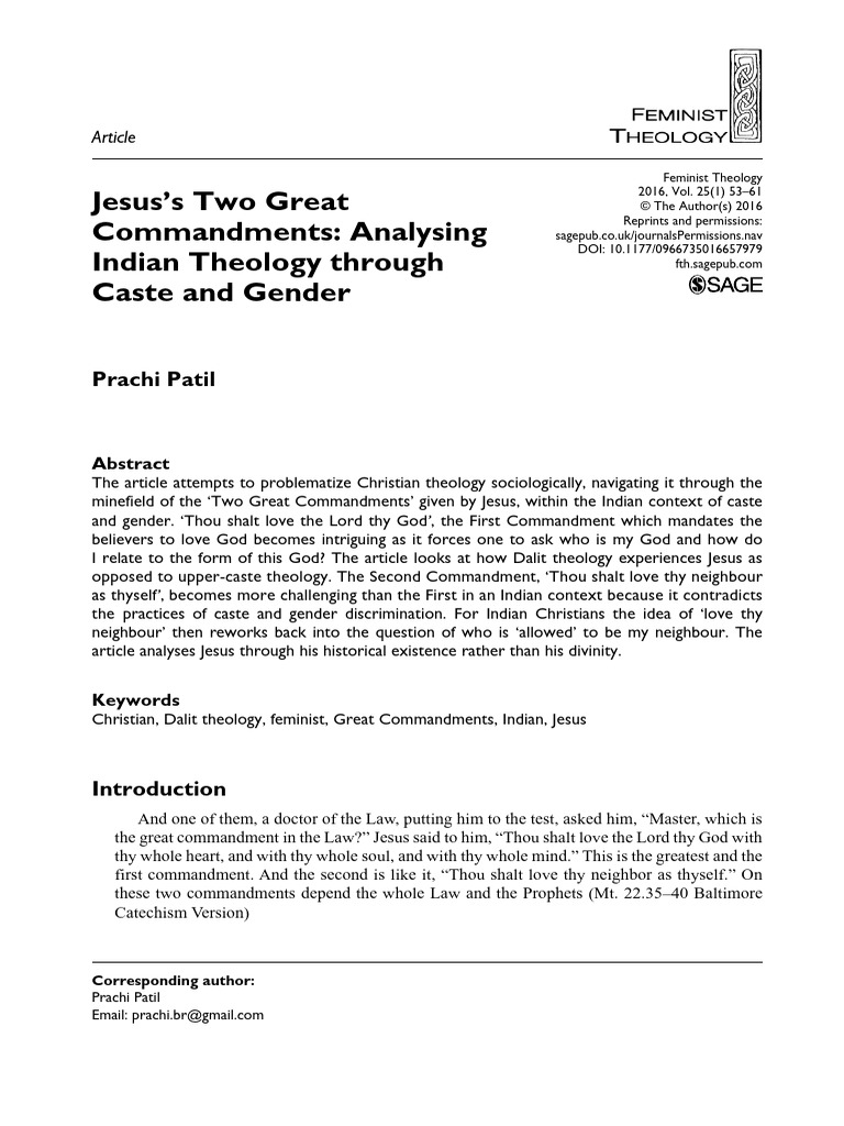 Jesus S Two Great Commandments Analysing | PDF | Ten Commandments | Dalit