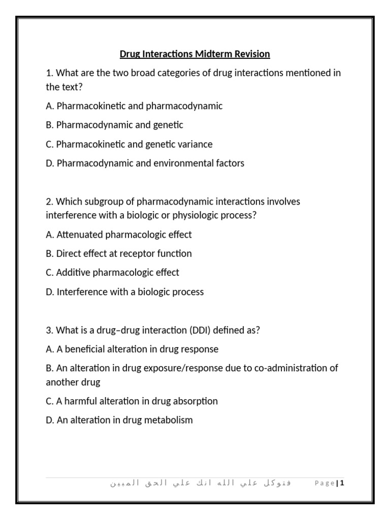 Drug Interactions midterm revision | PDF | Drug Metabolism | Enzyme ...