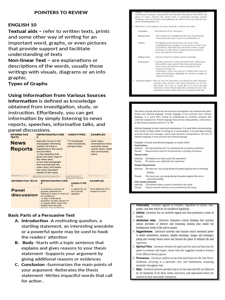 Pointers To Review English 10 | PDF