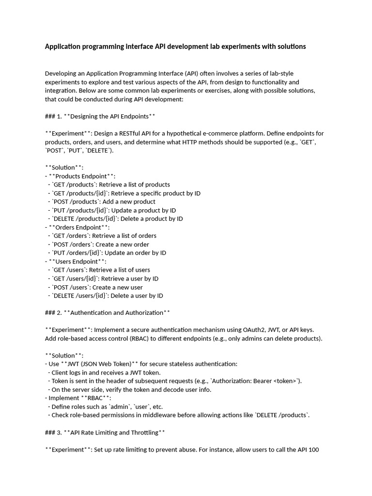 Application Programming Interface Api Development Lab Experiments With