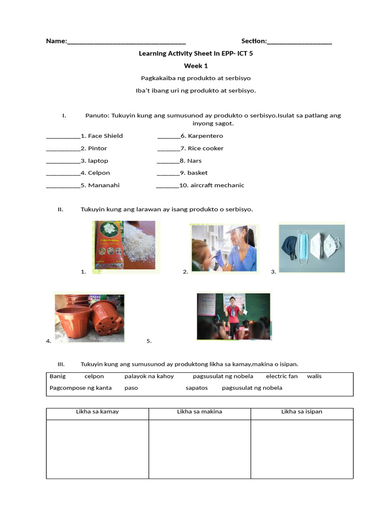 Learning Activity Sheet Epp Week 1 | PDF