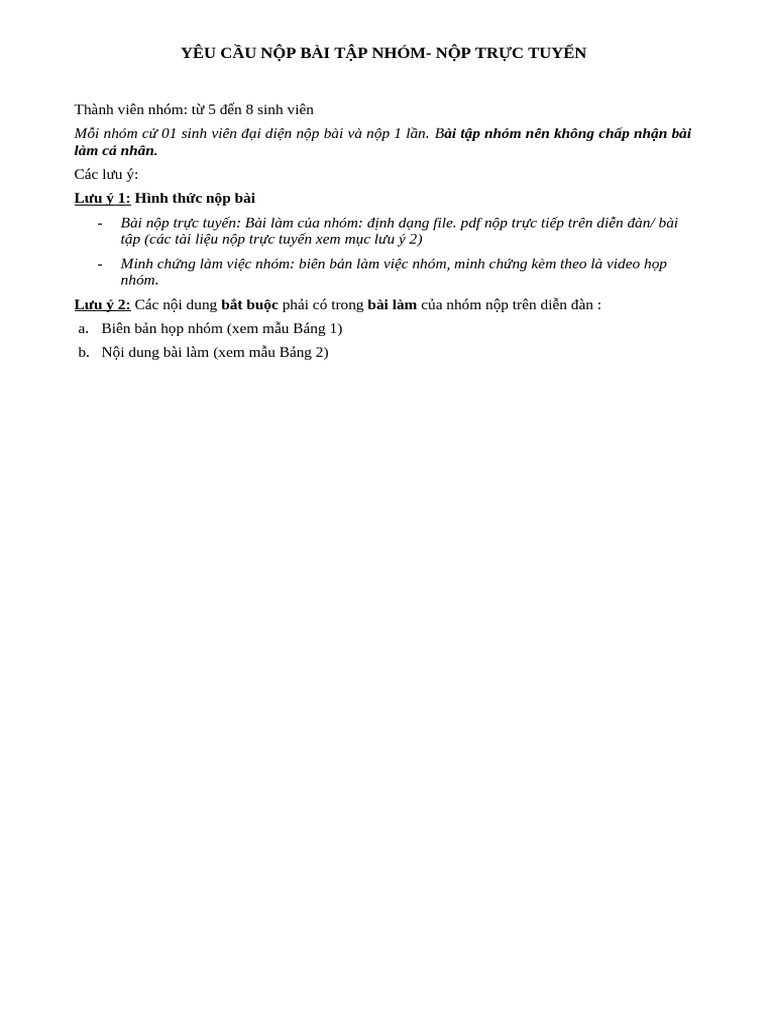 Yeu Cau Nop Bai Nhom | PDF