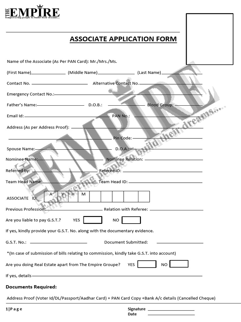 Associate Application Form | PDF